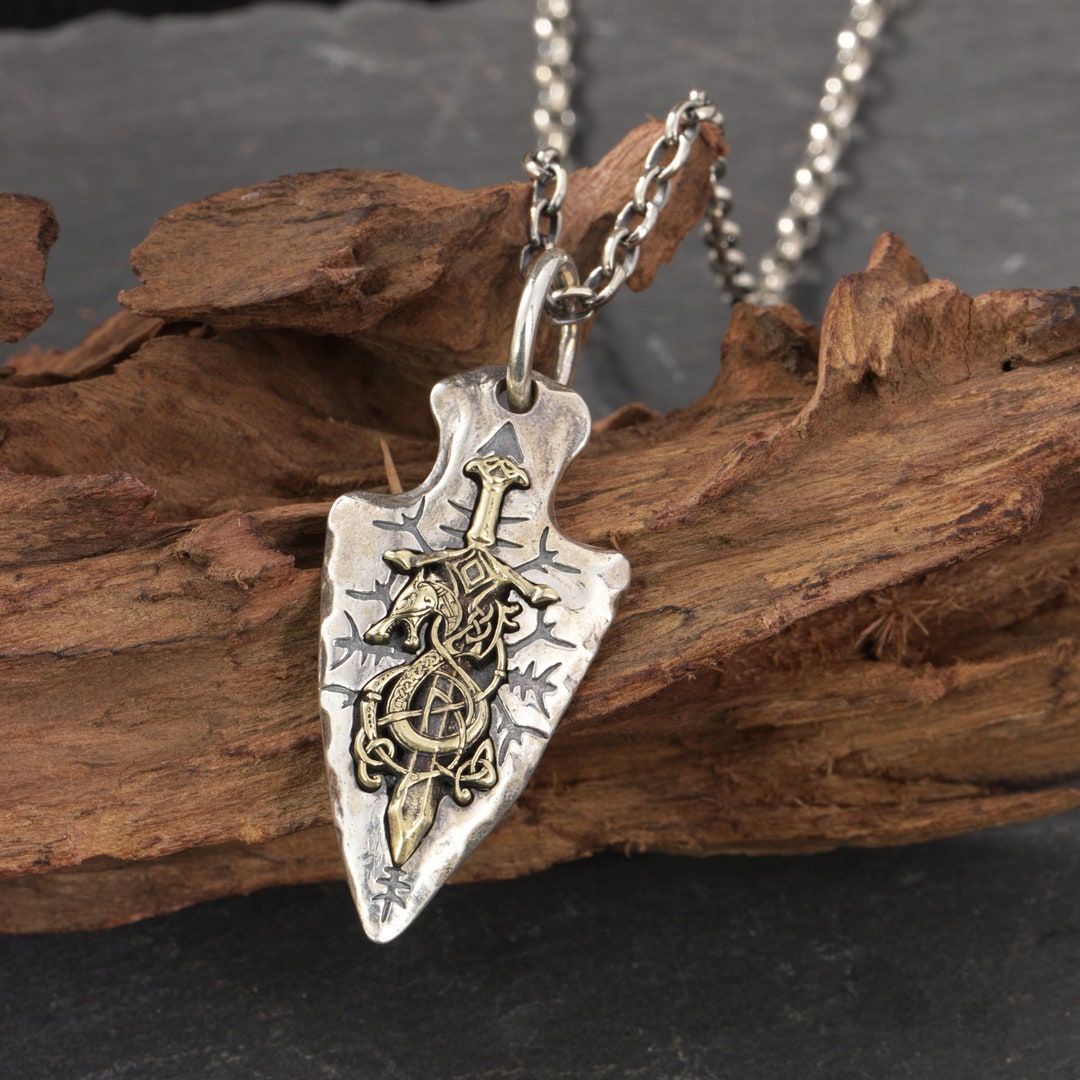 Viking Dragon Odin Sterling Silver Spear Pendant/ Necklace - Etsy