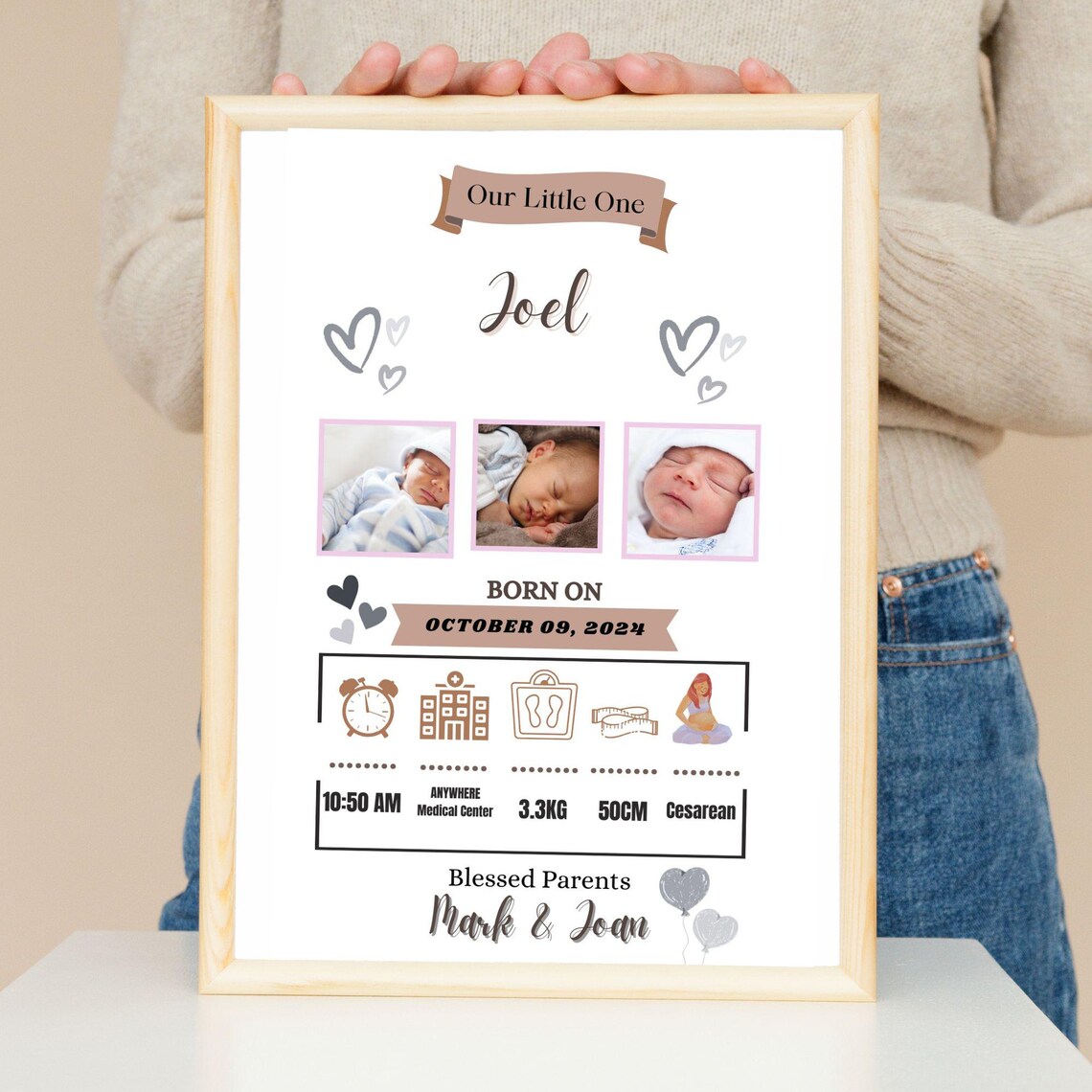 Personalized Baby Birth Stats Print: Pink Nursery Decor (digital ...