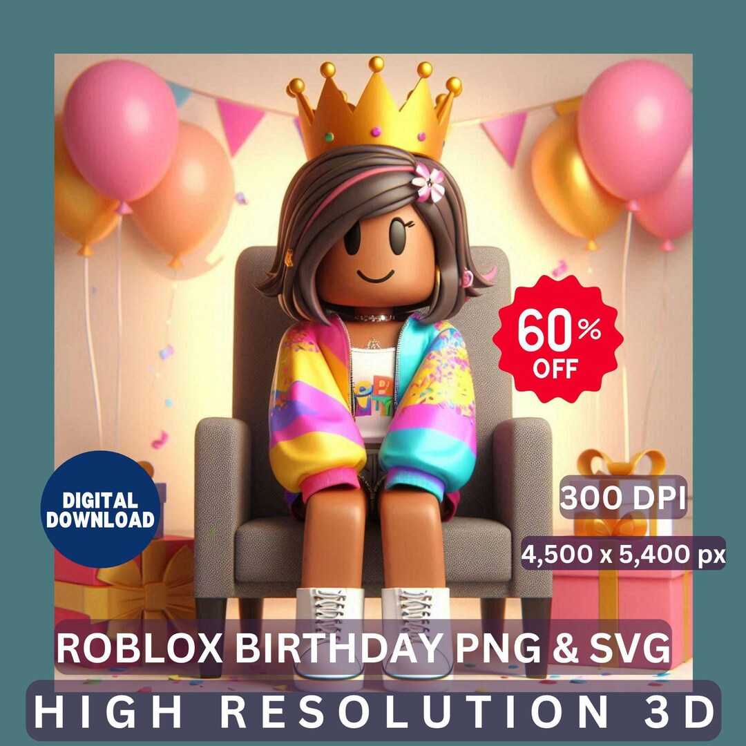 Roblox Birthday Printable Roblox Digital Download, Roblox Girl PNG ...