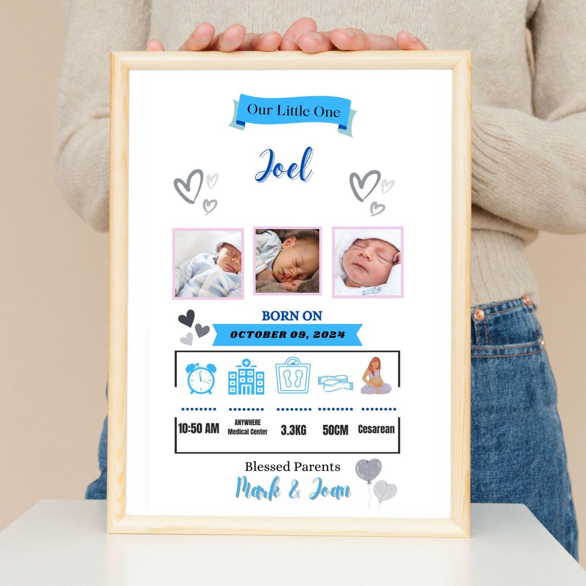 Personalized Baby Birth Stats Print: Pink Nursery Decor (digital ...