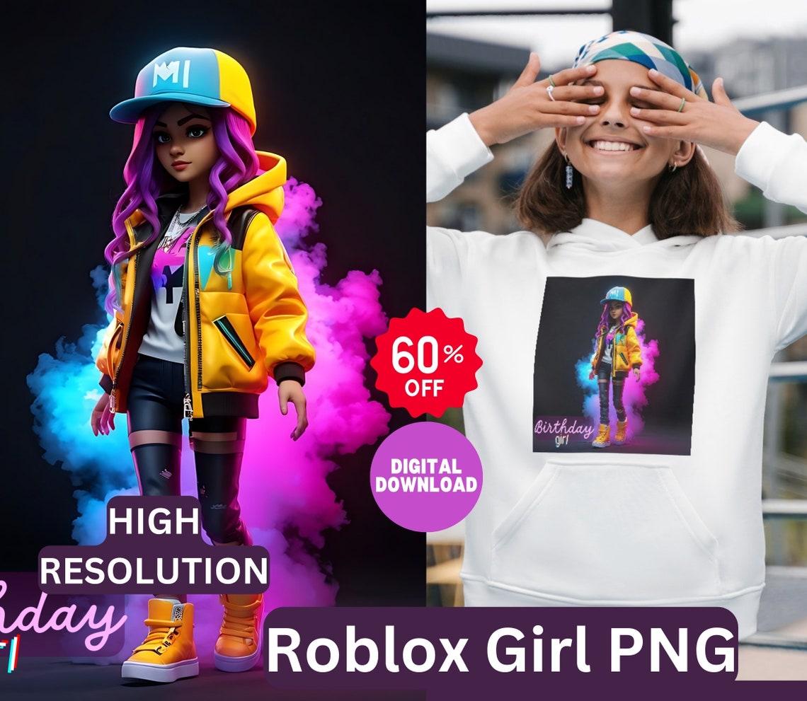 Roblox Birthday Printable, Roblox Digital Download, Roblox Girl PNG ...