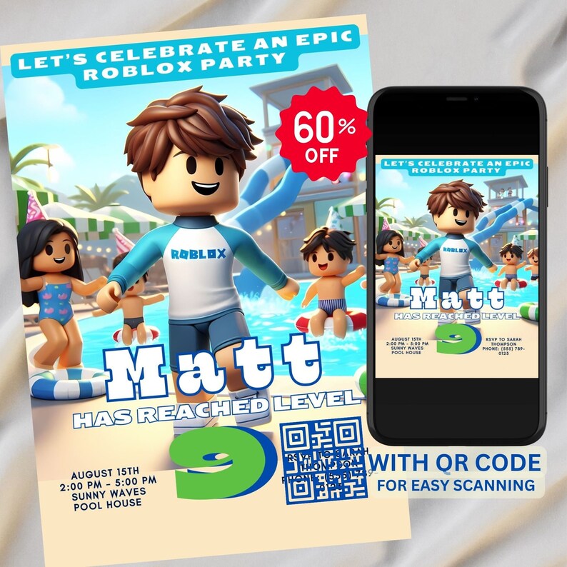 Roblox Boy Invite Roblox Roblox Party Invite Roblox Bday Invite Roblox ...