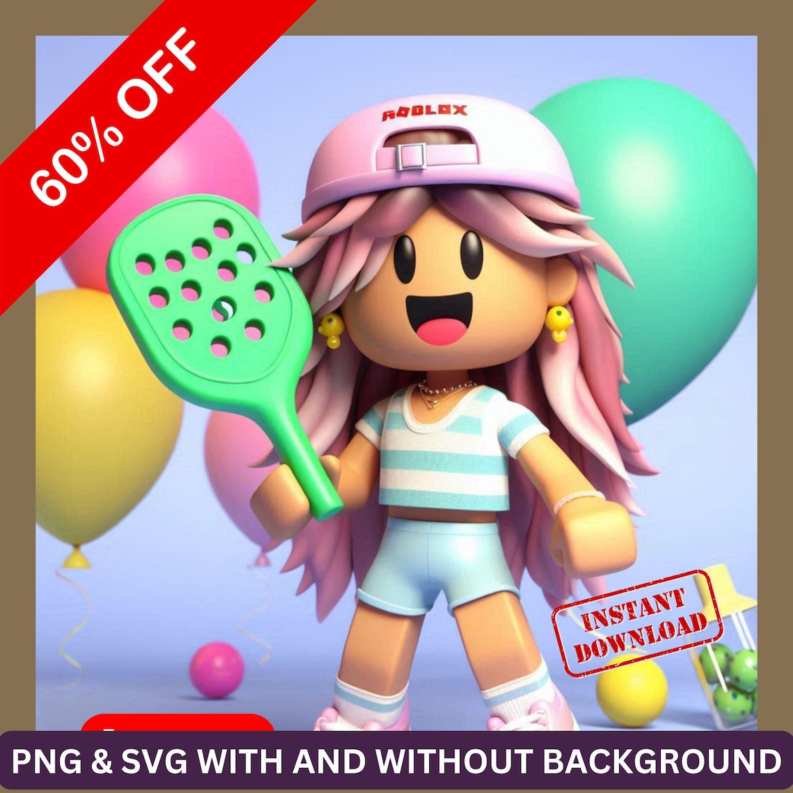 Roblox Birthday Printable , Roblox Digital Download, Roblox Girl PNG ...