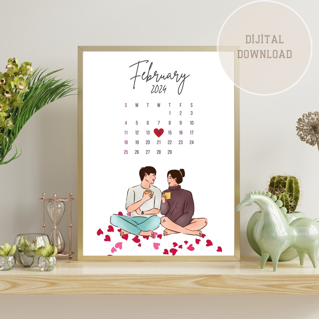 February 14 Printable Wall Art, Minimalist Valentine Art, February 14 ...