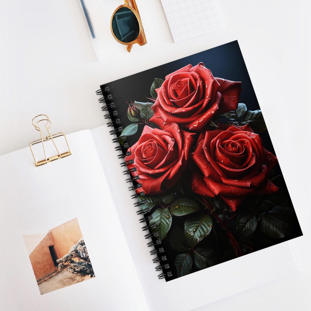 Flower of the Month Planner, Roses Print Notebook - Spiral Bound ...
