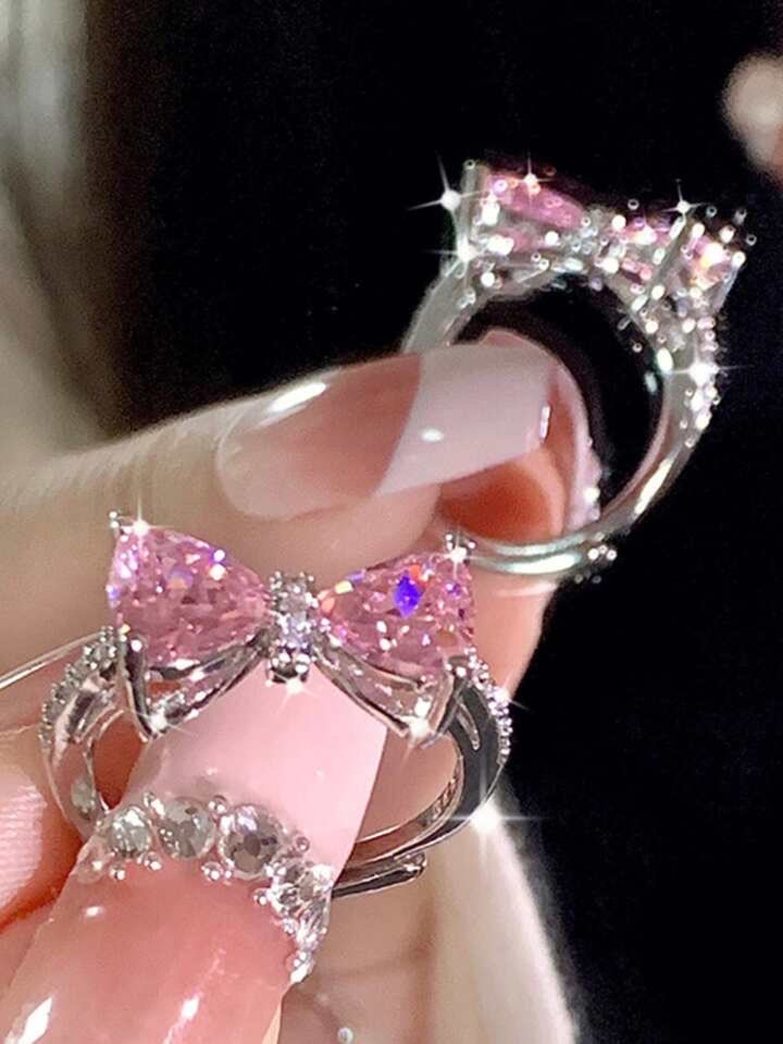 Y2K Style Pink Sparkly Plastic Ring - Etsy