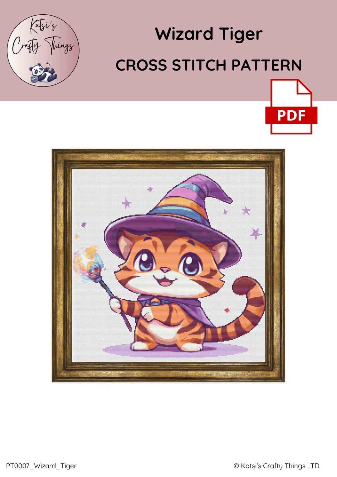 Wizard Tiger Cross Stitch PDF Pattern / Xstitch PDF of a Wizard Tiger ...