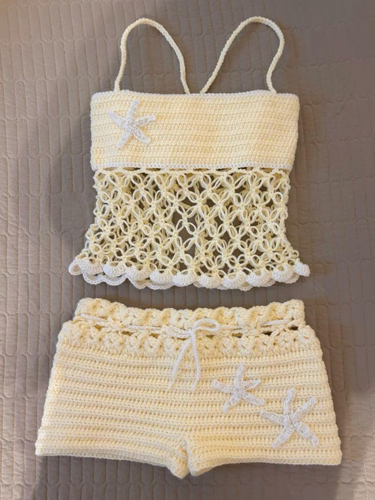 Yellow Crochet Handmade Summer Mesh Set - Etsy Canada