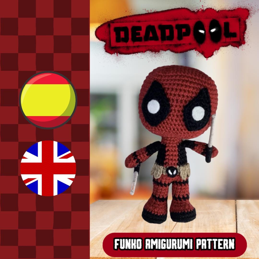 Deadpool Amigurumi Pattern, Funko, English Pattern, Spanish Pattern ...