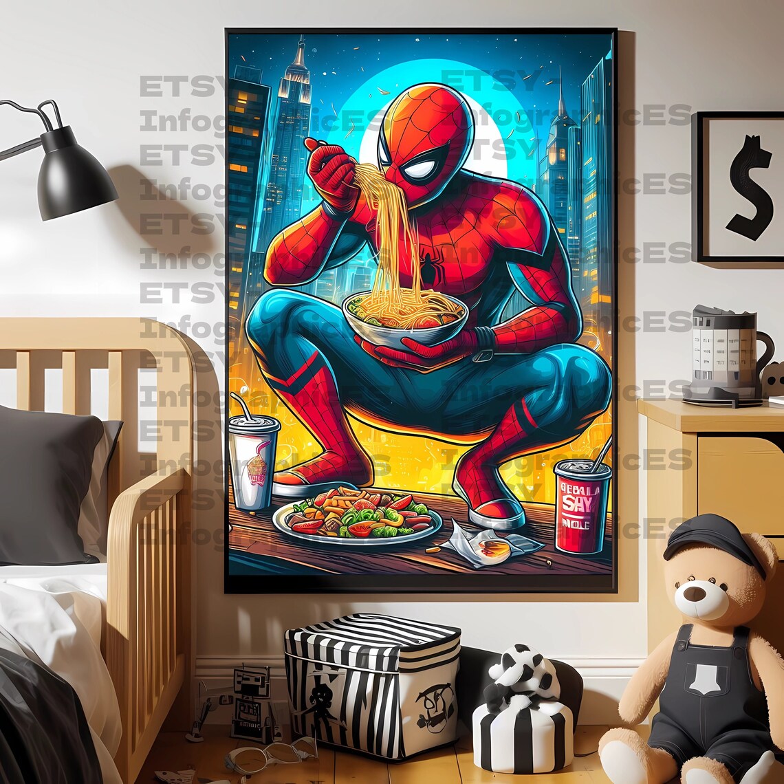 Spiderman Eating Poster instant Download Dining With Spidey: Marvel's ...