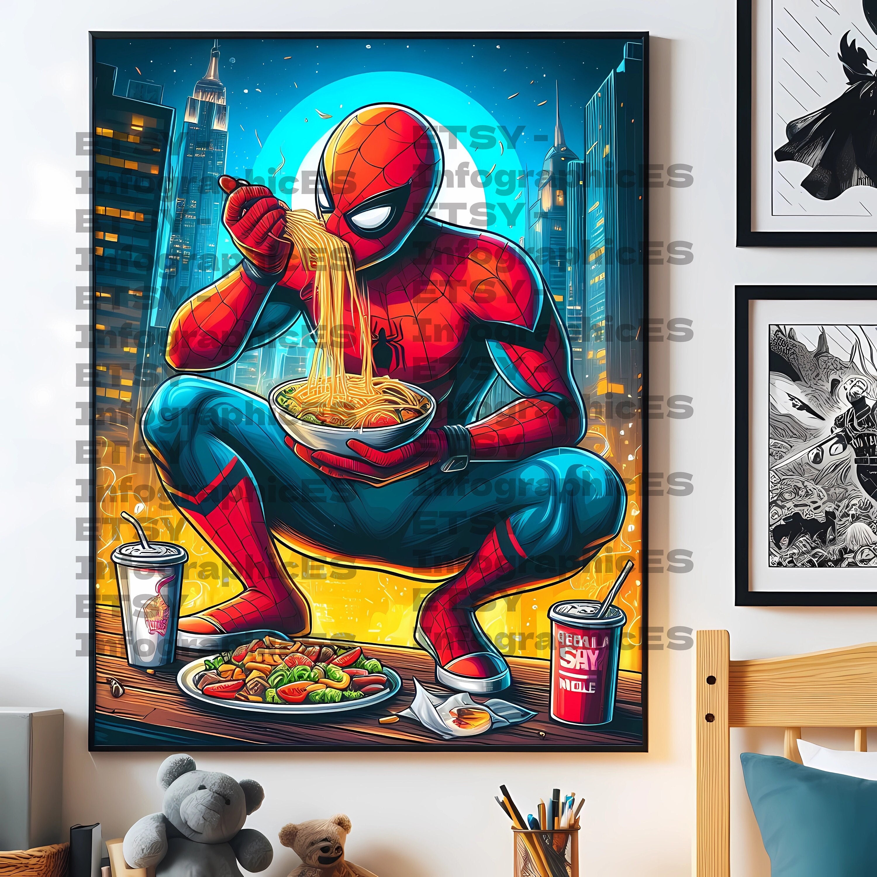 Spiderman Eating Poster instant Download Dining With Spidey: Marvel's ...