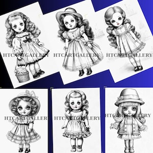 45 Vintage Dolls Coloring Book,page Cute Manga Fantasy Vintage Coloring ...