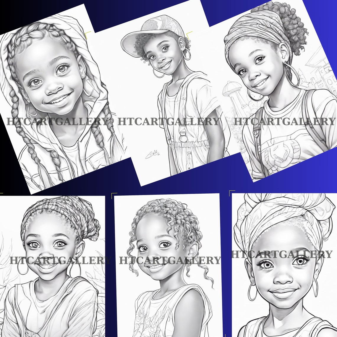 Cute Black Girls Coloring Pages,black Girl Portrait for Adults and Kids ...