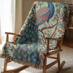 Cottagecore Peacock Throw Blanket | Royalcore Floral Room Decor Morris ...