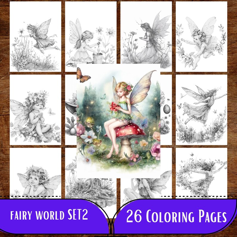 25 Fairy World Coloring Pages Set2, Fairy Coloring Book, Floral Fairies ...