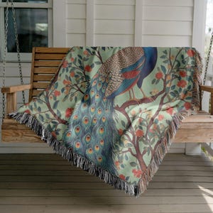 Cottagecore Peacock Throw Blanket | Royalcore Floral Room Decor Morris ...