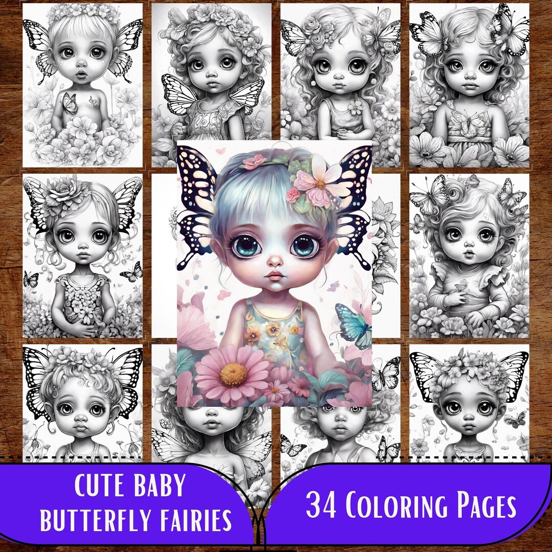 Cute Baby Butterfly Fairies Coloring Book, for Adult and Kids Fantasy ...