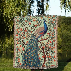Cottagecore Peacock Throw Blanket Royalcore Floral Room Decor Morris ...