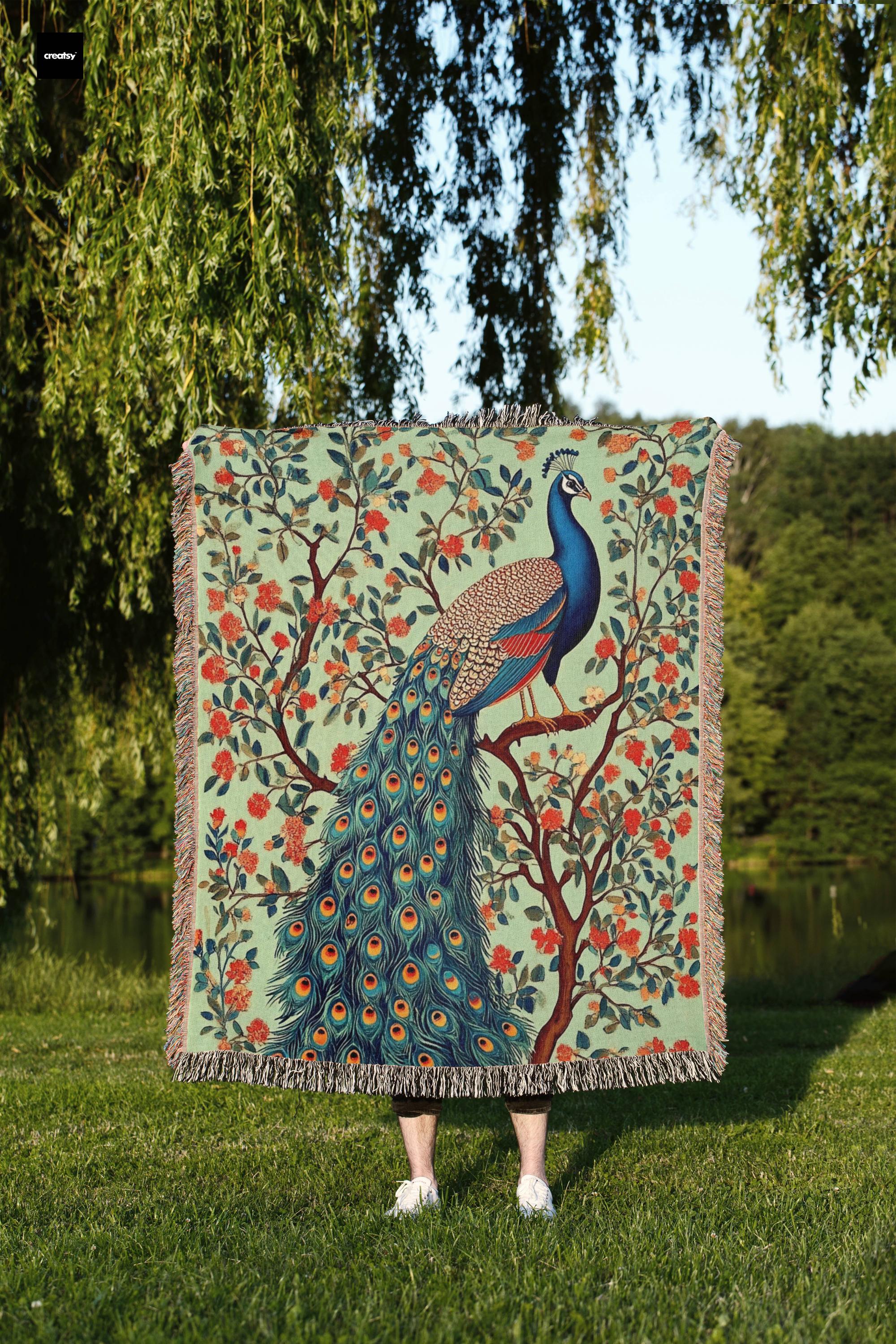 Cottagecore Peacock Throw Blanket Royalcore Floral Room Decor Morris ...