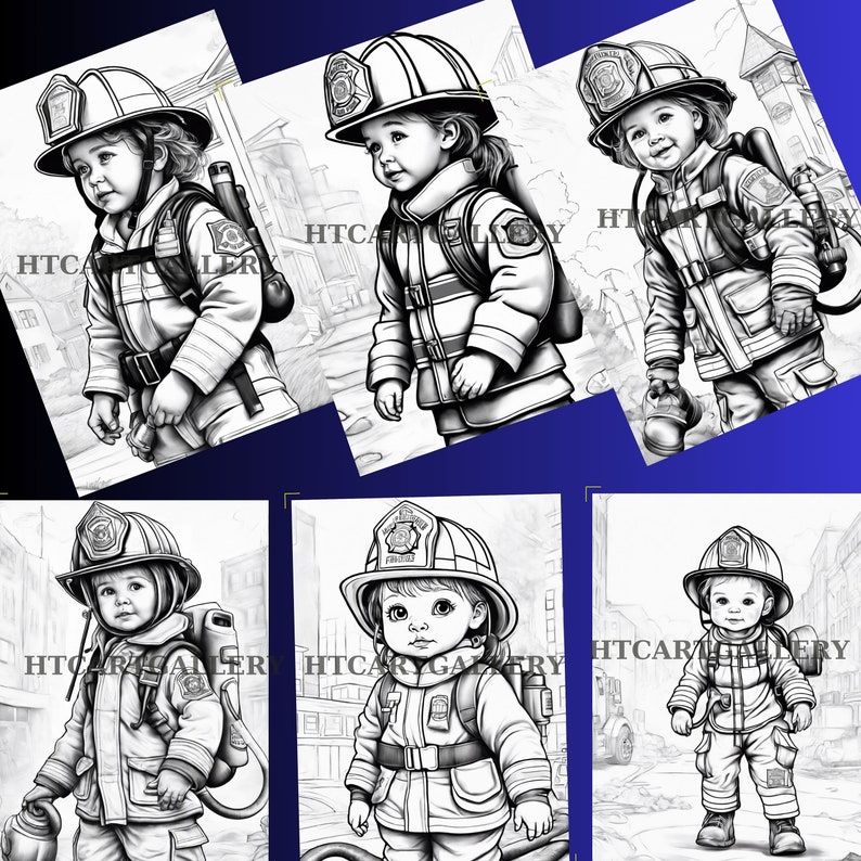 54 Cute Firefighters Coloring Pages,greyscale Coloring Book for Adults ...