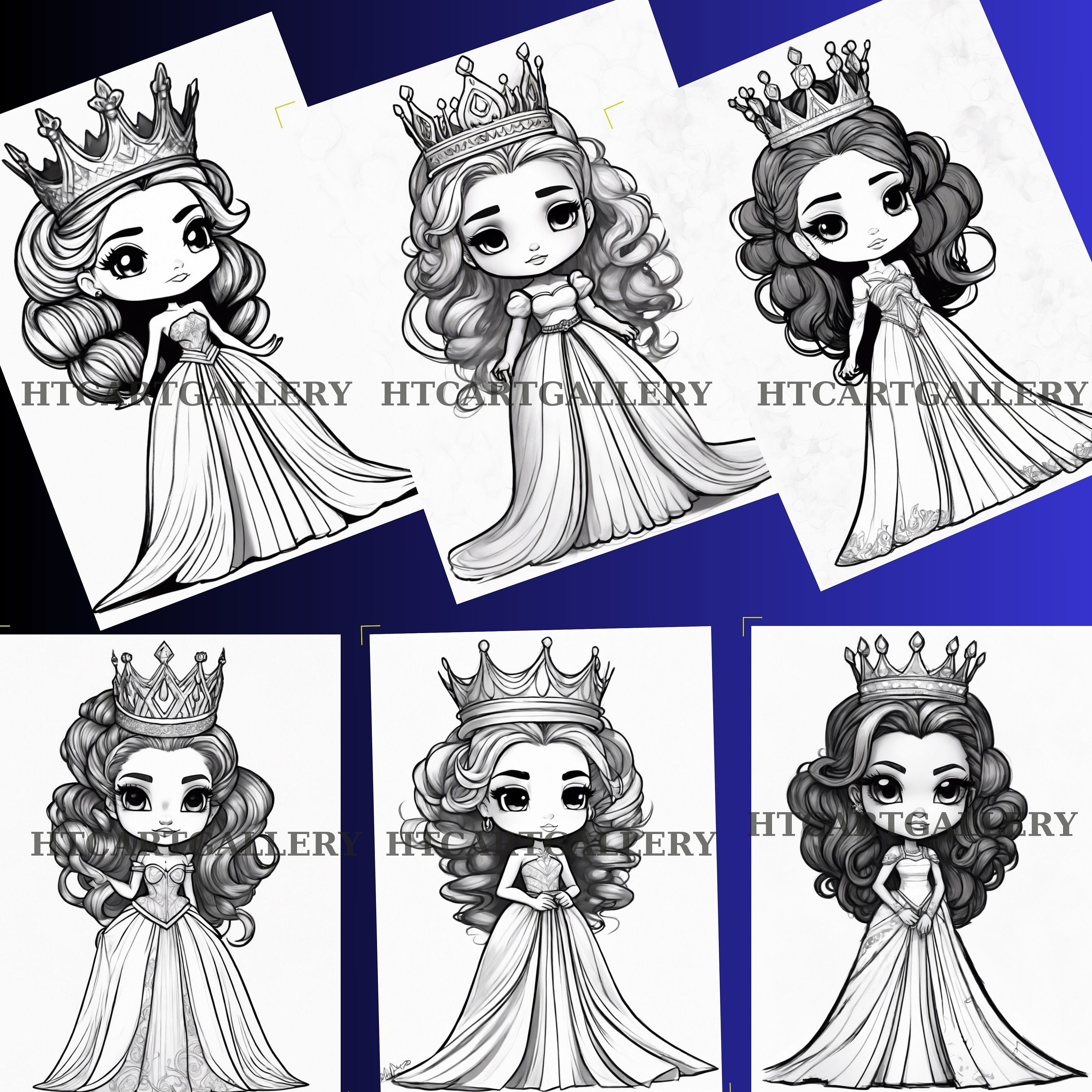 59 Cute Chibi Queen Girls Coloring Book Page Cute Manga Fantasy ...
