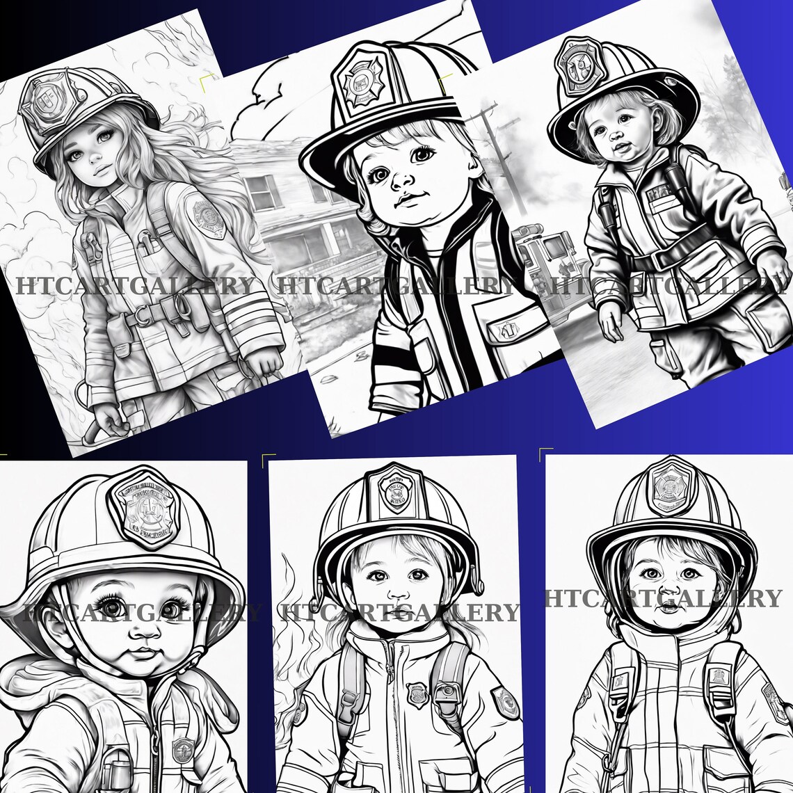 54 Cute Firefighters Coloring Pages,greyscale Coloring Book for Adults ...