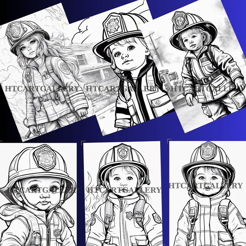 54 Cute Firefighters Coloring Pages,greyscale Coloring Book for Adults ...