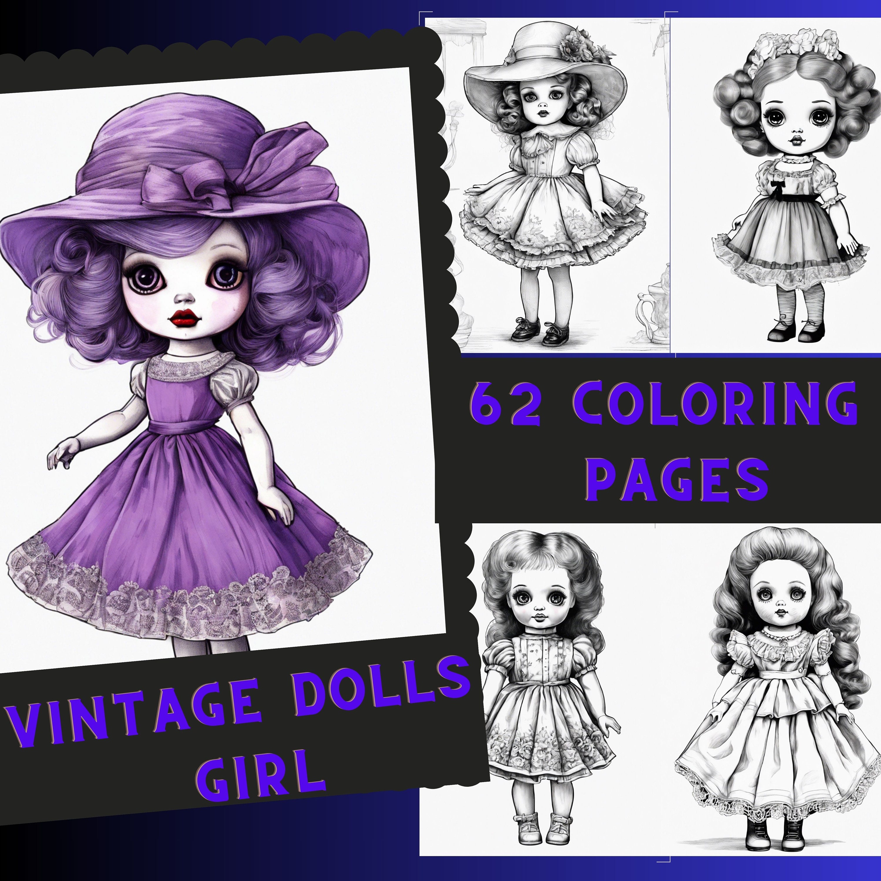 45 Vintage Dolls Coloring Book,page Cute Manga Fantasy Vintage Coloring ...