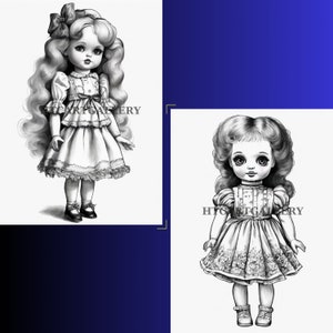 45 Vintage Dolls Coloring Book,page Cute Manga Fantasy Vintage Coloring ...
