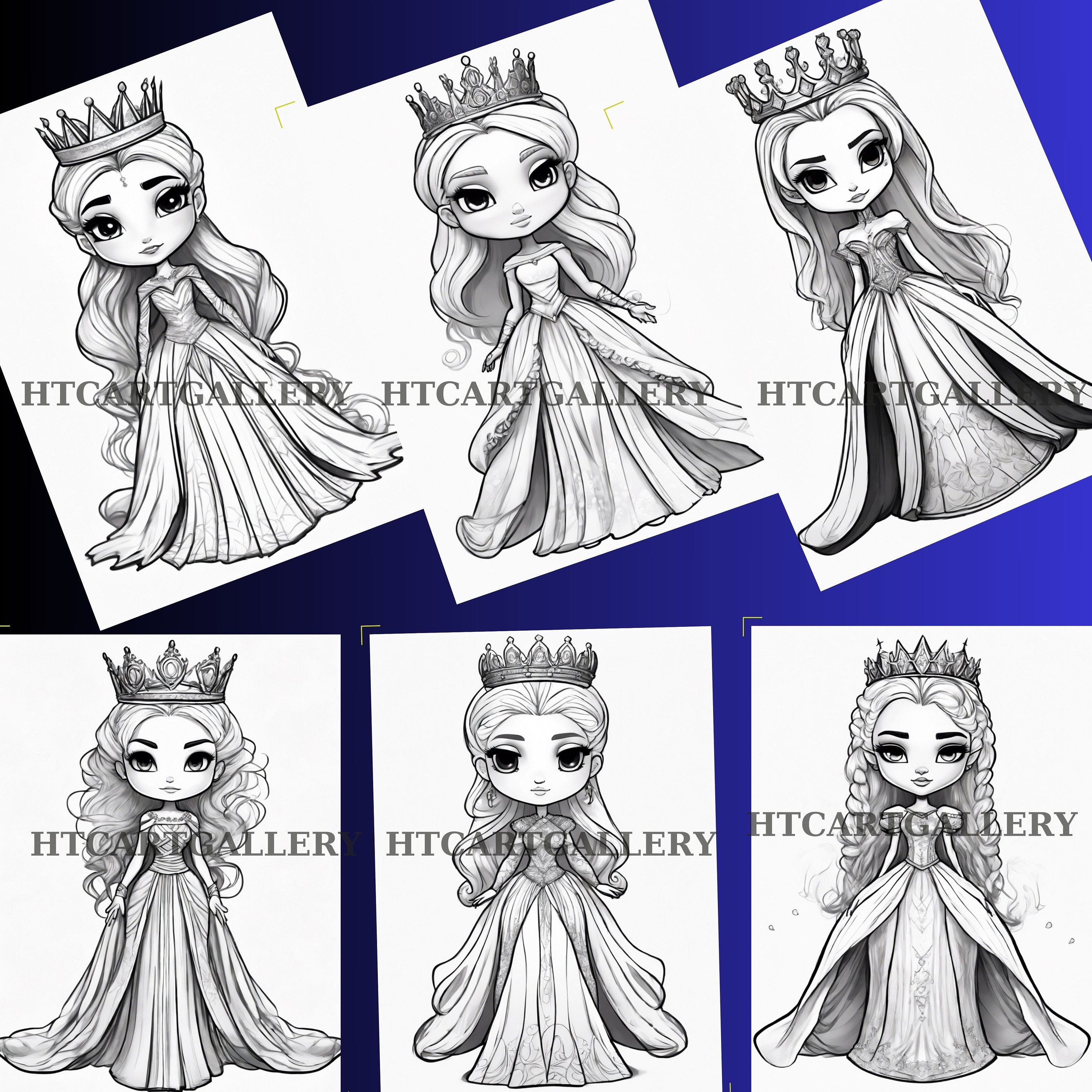 59 Cute Chibi Queen Girls Coloring Book Page Cute Manga Fantasy ...