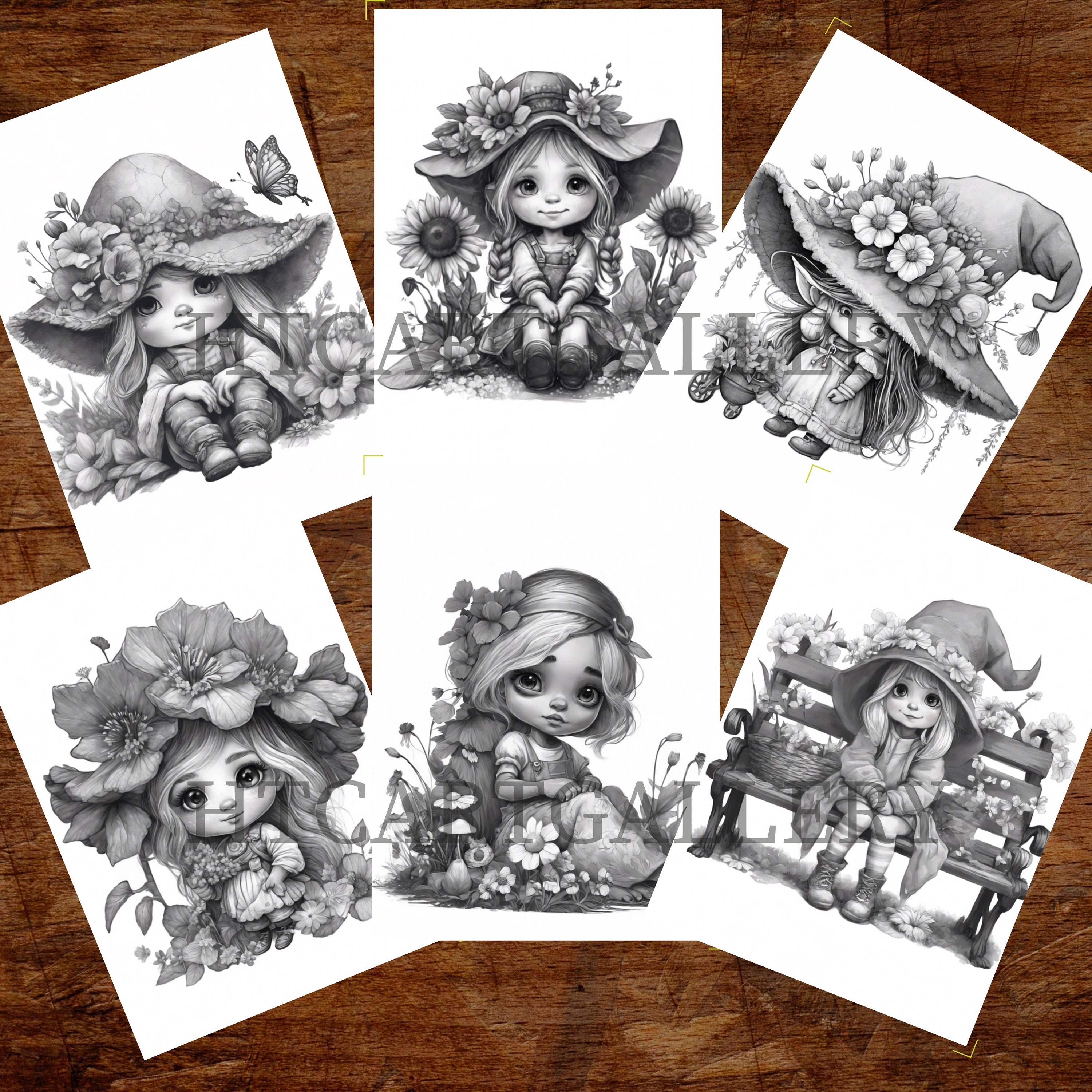 Cute Spring Gnomes Coloring Pages for Kids & Adults,fantasy Adorable ...