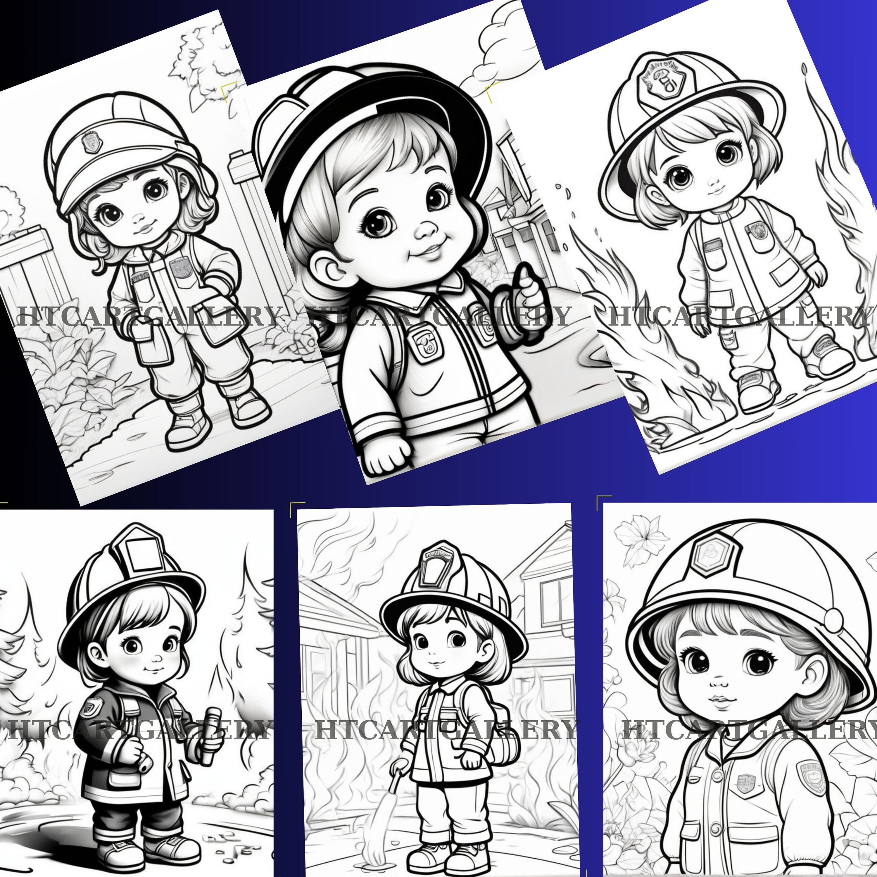 54 Cute Firefighters Coloring Pages,greyscale Coloring Book for Adults ...