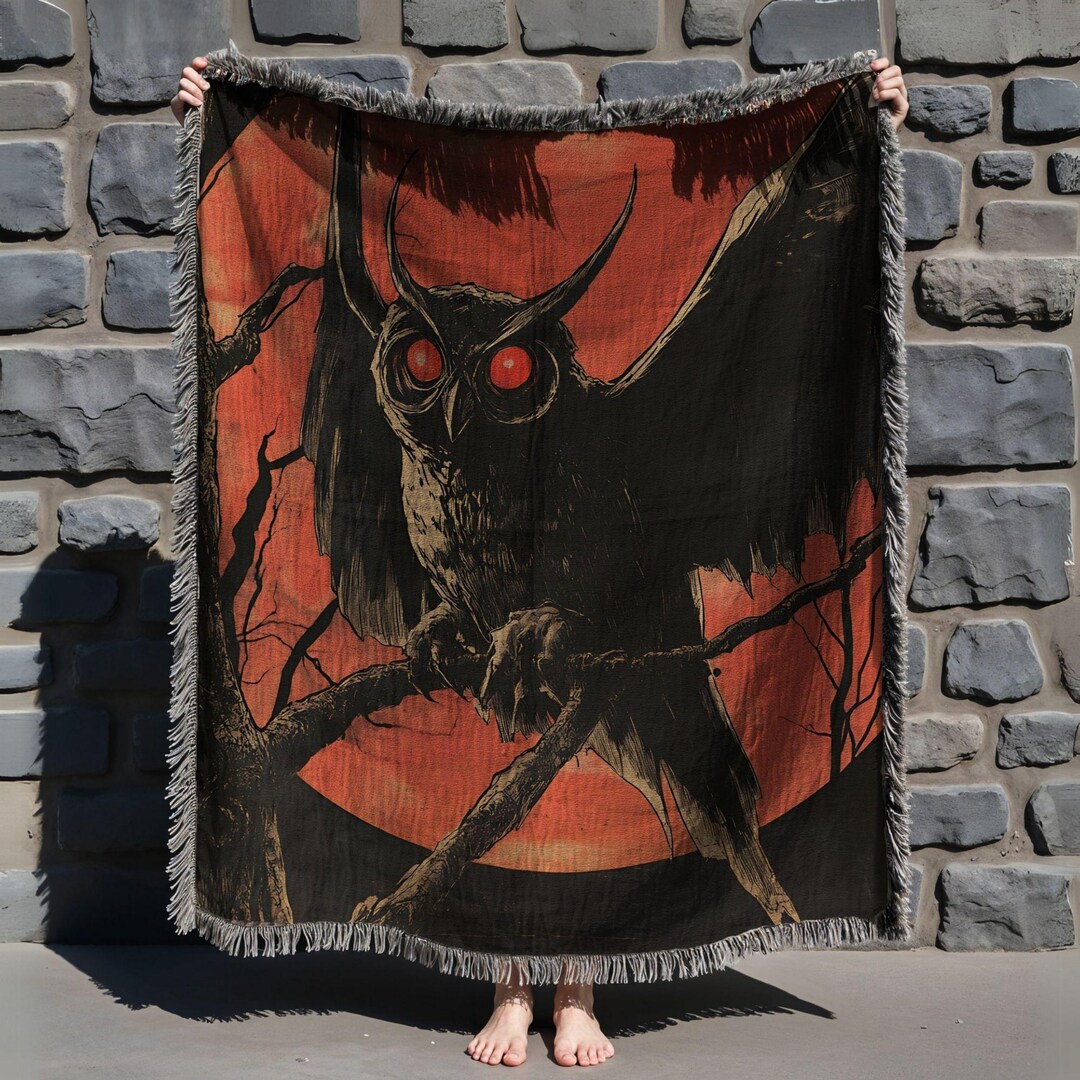 Red and Black Mothman Woven Blanket Cryptid Throw Blanket Dark Acedemia ...