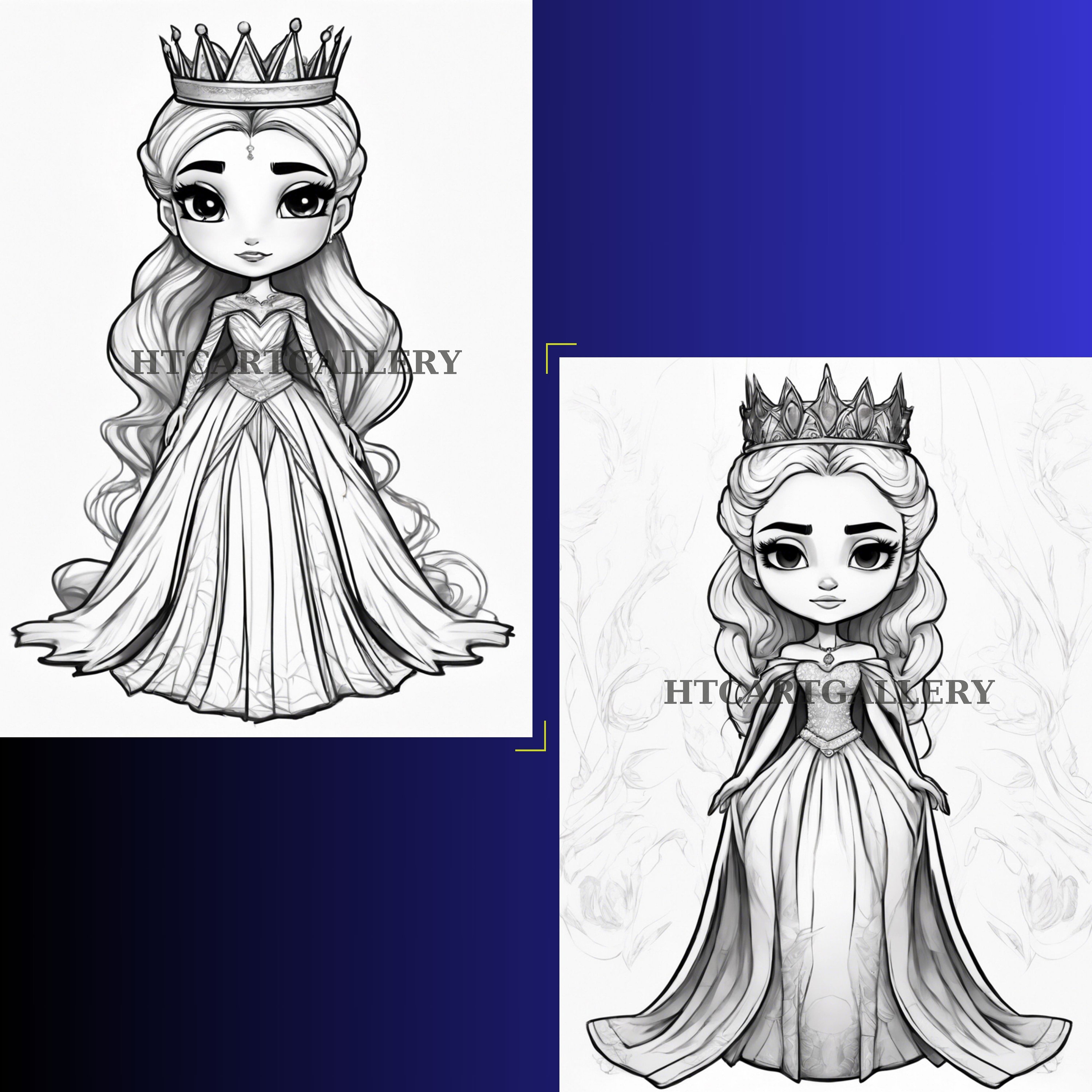 59 Cute Chibi Queen Girls Coloring Book Page Cute Manga Fantasy ...