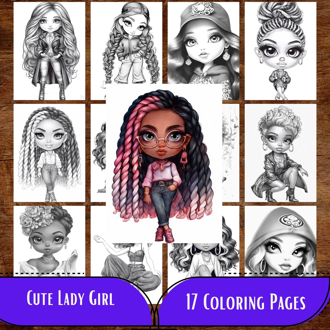 17 Cute Lady Girls Coloring Pages for Adults and Kids,adorable Chibi ...