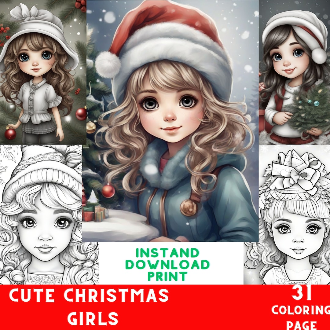 31 Sweet Christmas Girls Themed Coloring Pages Printable - Etsy