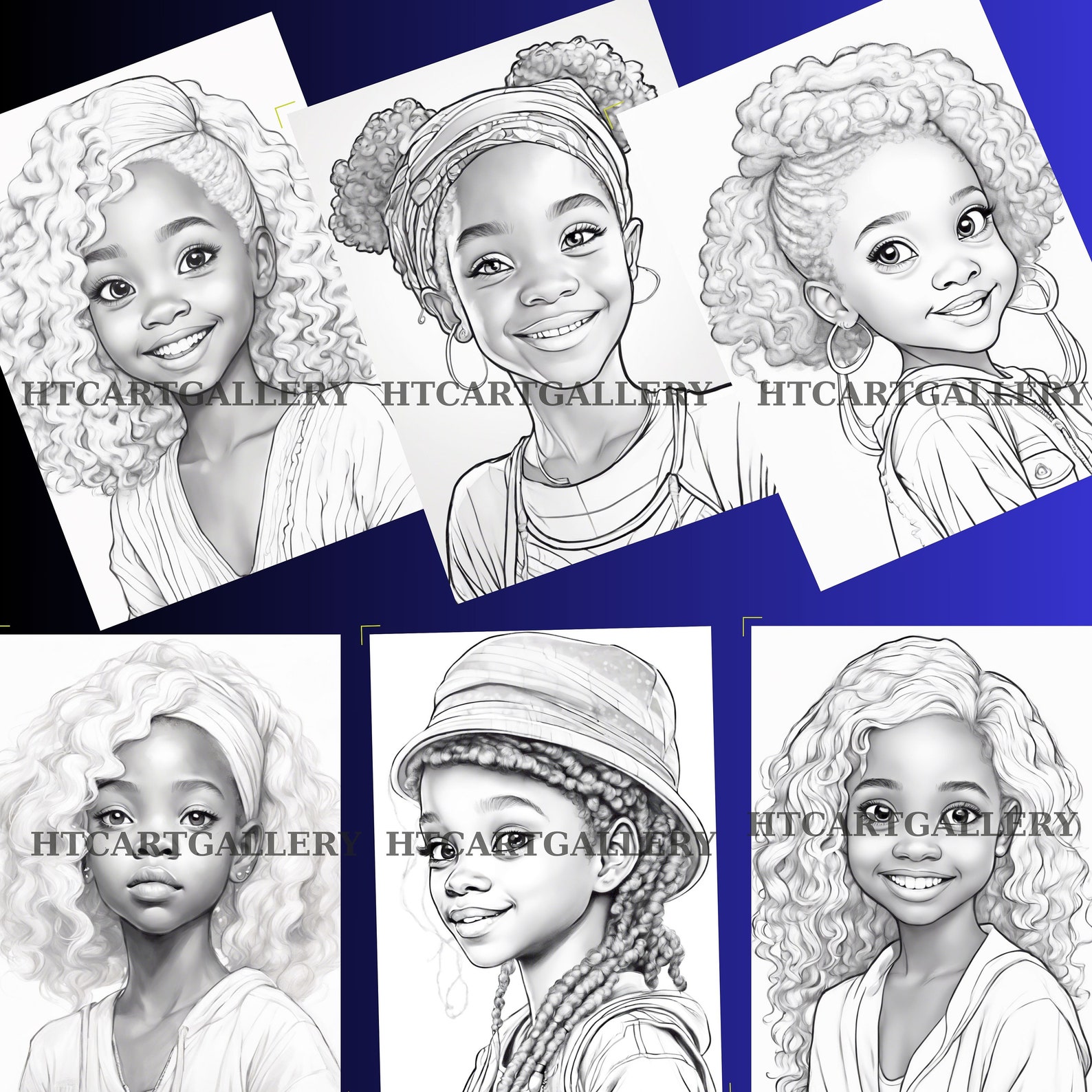 Cute Black Girls Coloring Pages,black Girl Portrait for Adults and Kids ...