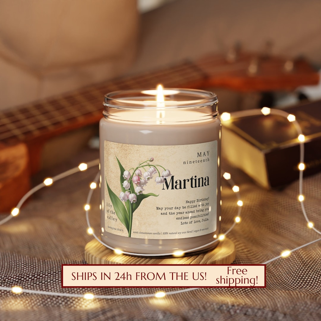 Birth Flower Gift Candle, Personalized Birthday Gift for Friend, Gift ...
