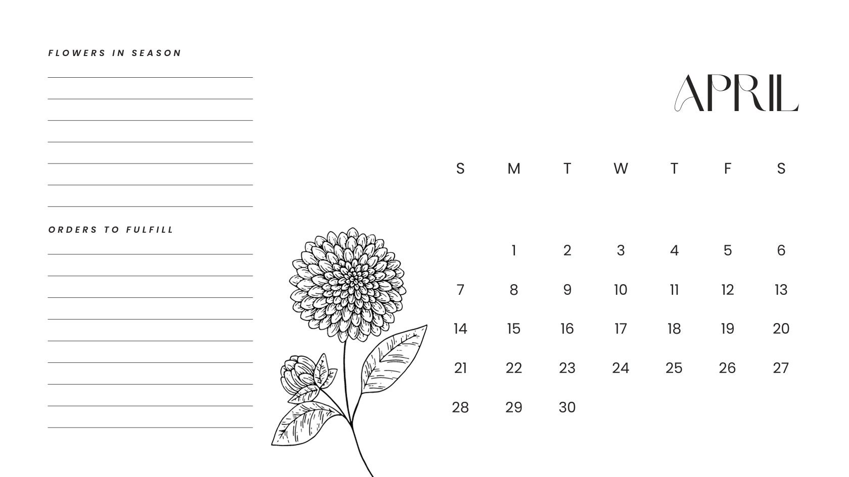 Blooms in Harmony: Elegant Flower Calendar 2024 - Etsy
