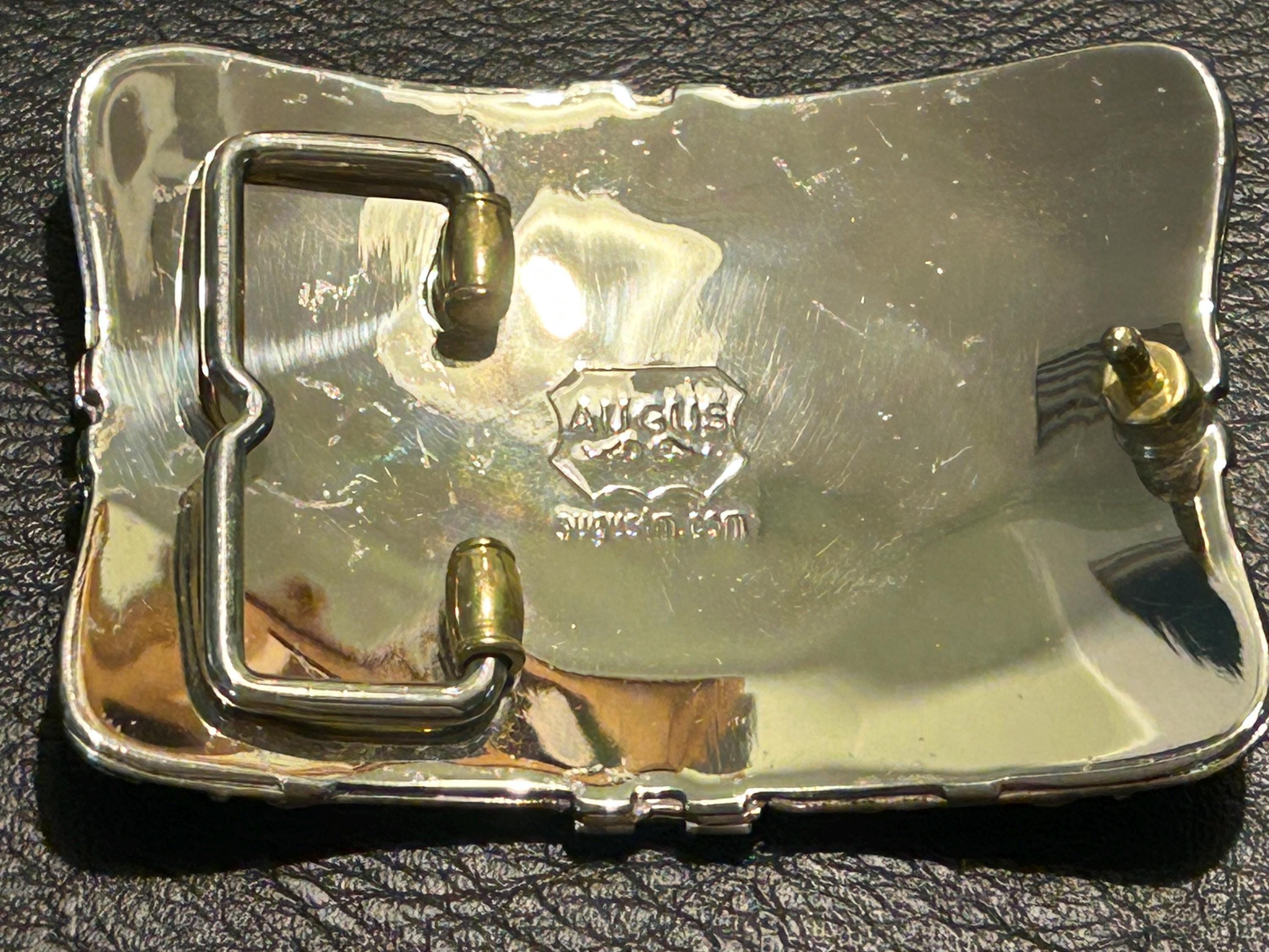 Designer Belt Buckle by Augus Buckles, Preowned,light Wear, Brass and ...