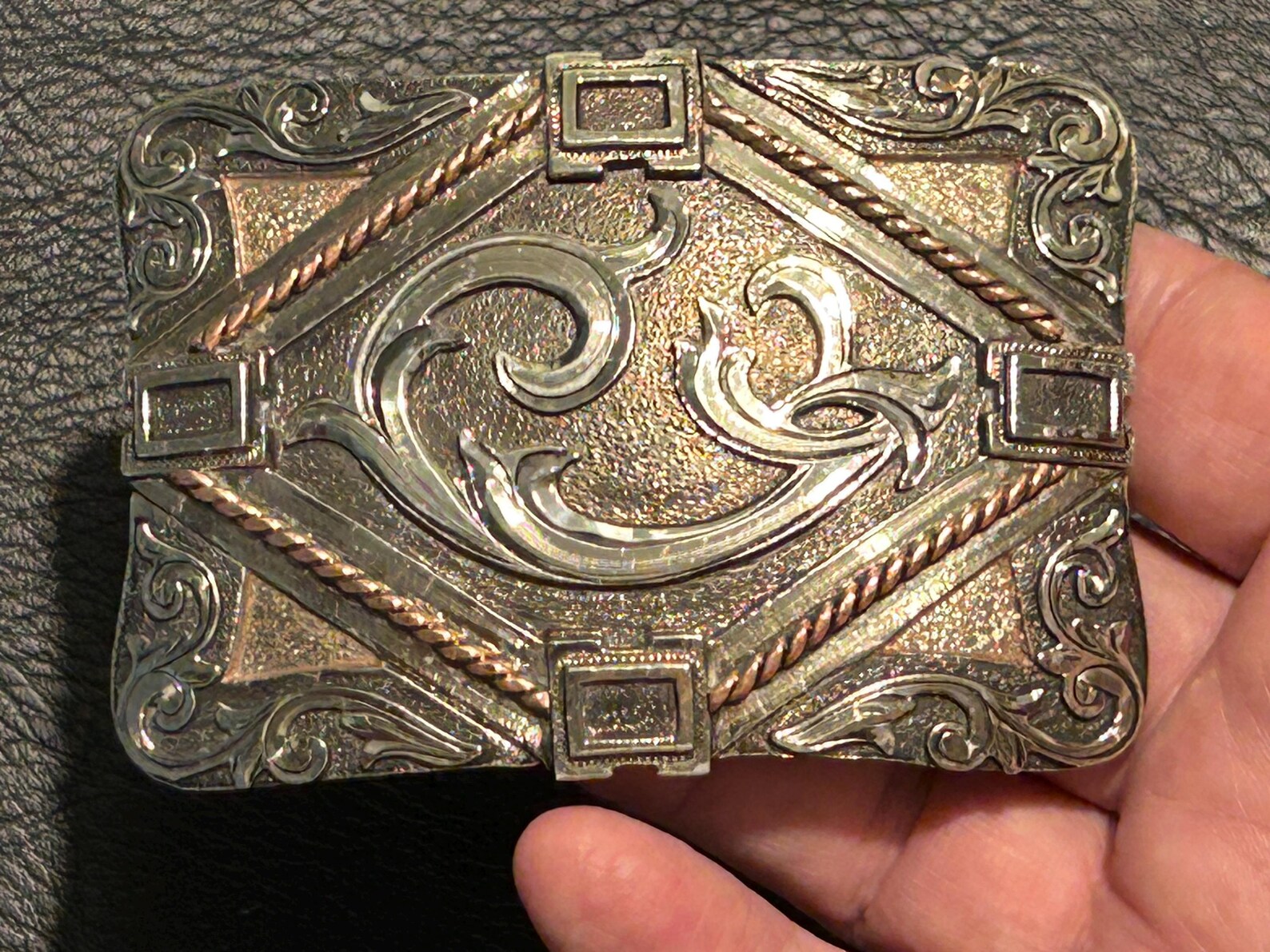 Designer Belt Buckle by Augus Buckles, Preowned,light Wear, Brass and ...