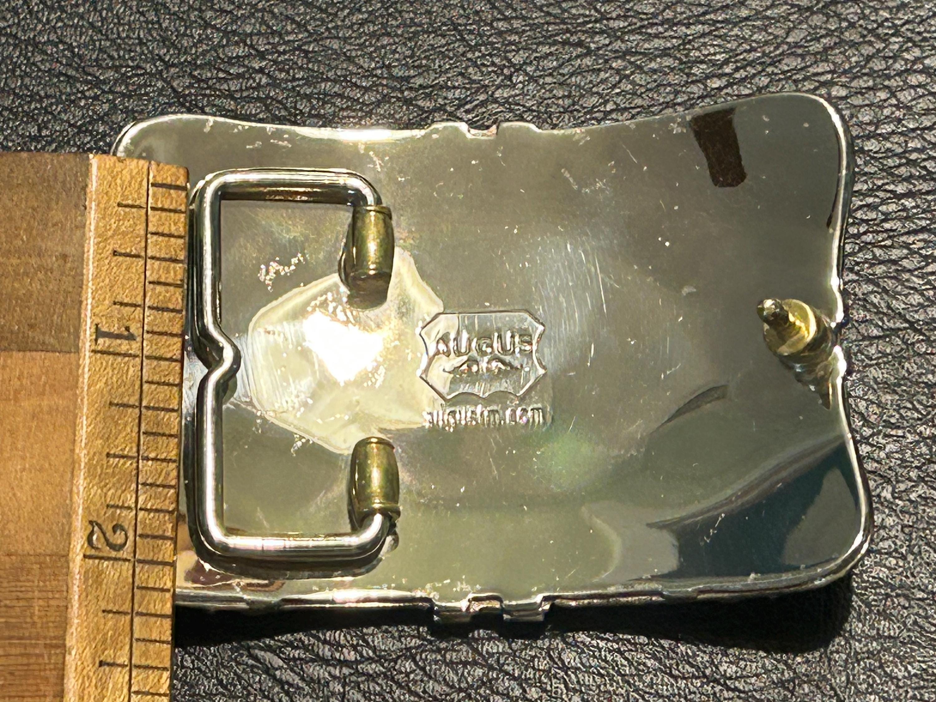 Designer Belt Buckle by Augus Buckles, Preowned,light Wear, Brass and ...