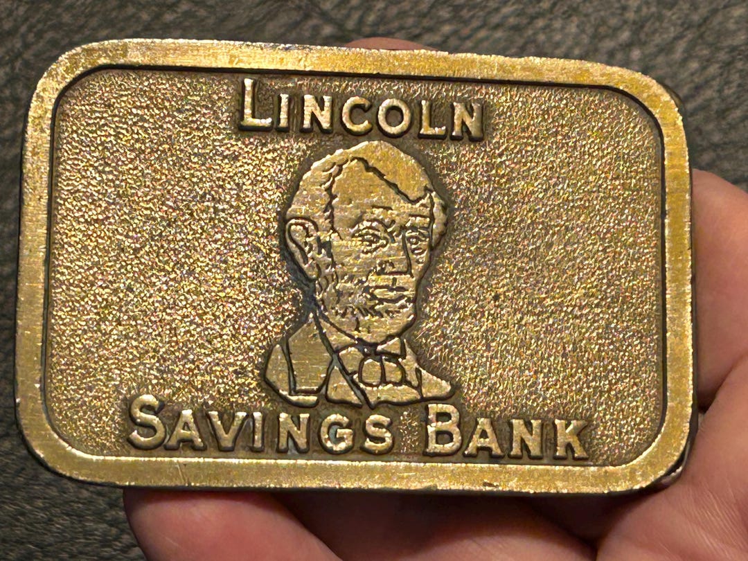 Lincoln Savings Bank Belt Buckle, 1970s, Made by Hit Line - Etsy