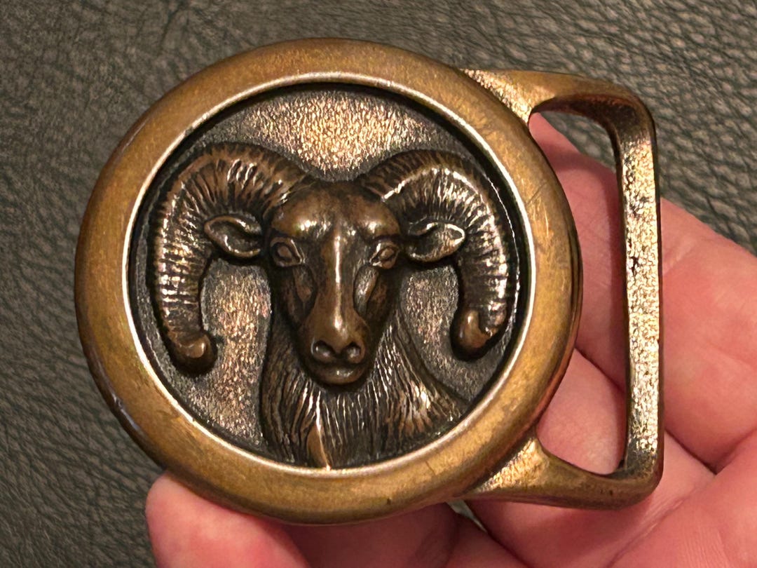 Big Horn Sheep Belt Buckle, 1978 Solid Brass, Made by Tech Ether - Etsy