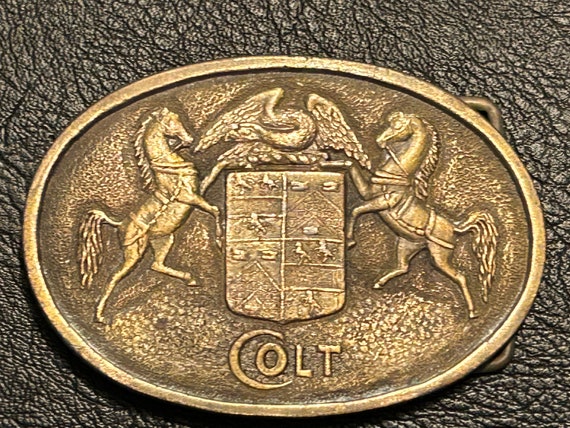 Vintage Colt Revolvers Horse Eagle Shield Belt Buckle… - Gem