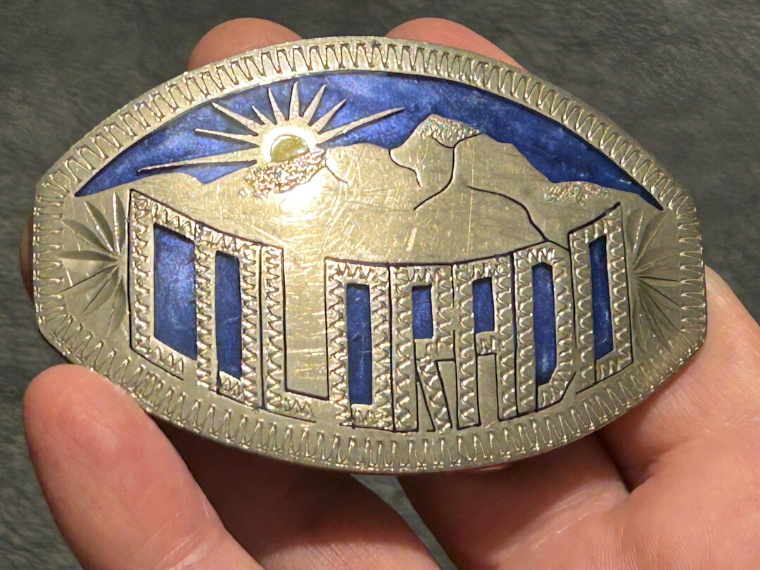 Colorado Multi-color Inlay Belt Buckle, by Johnson & Held, Handmade ...