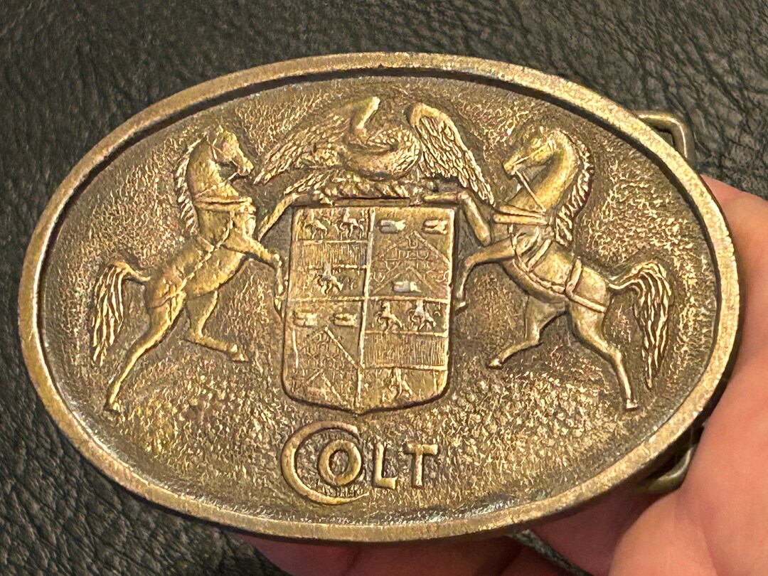 Vintage Colt Revolvers Horse Eagle Shield Belt Buckle, Solid Brass - Etsy