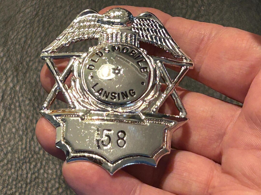 Old 1960s Obsolete Security Hat Badge Oldsmobile Automobile Lansing ...