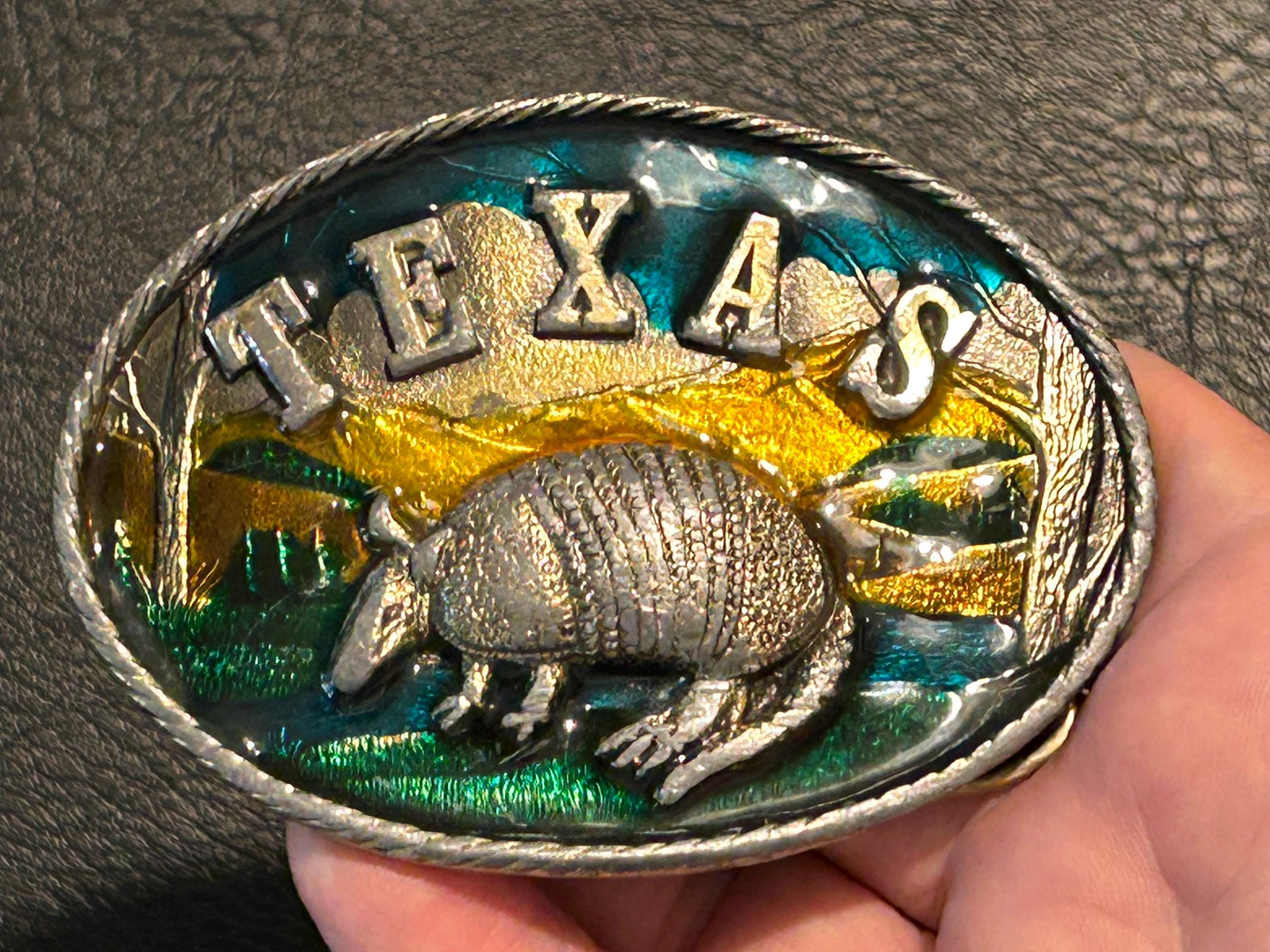 Texas Armadillo Belt Buckle, 1980 Great American Buckles, Chicago, USA ...