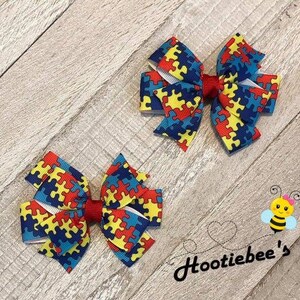 Autism Awareness Puzzle Toddler Hair Bow Set - Etsy